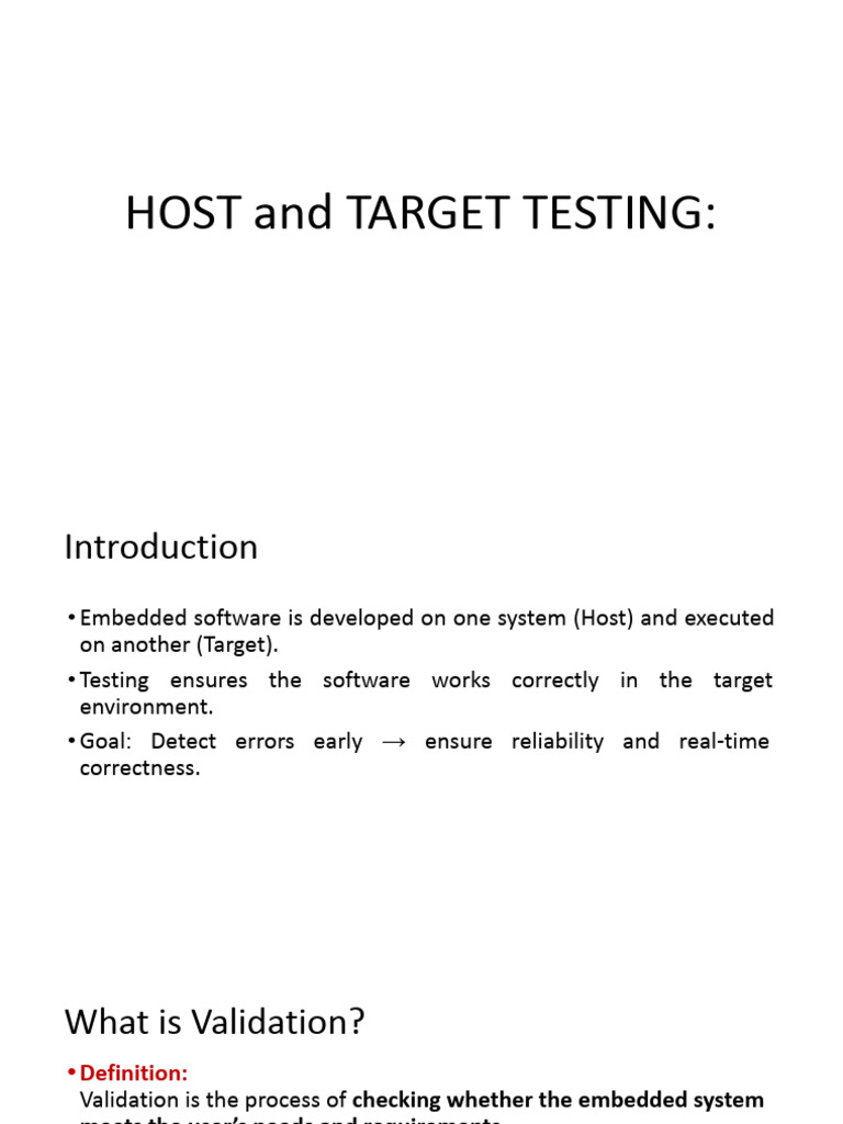 Host and Target Testing, Debugging | PDF | Debugging | Embedded System