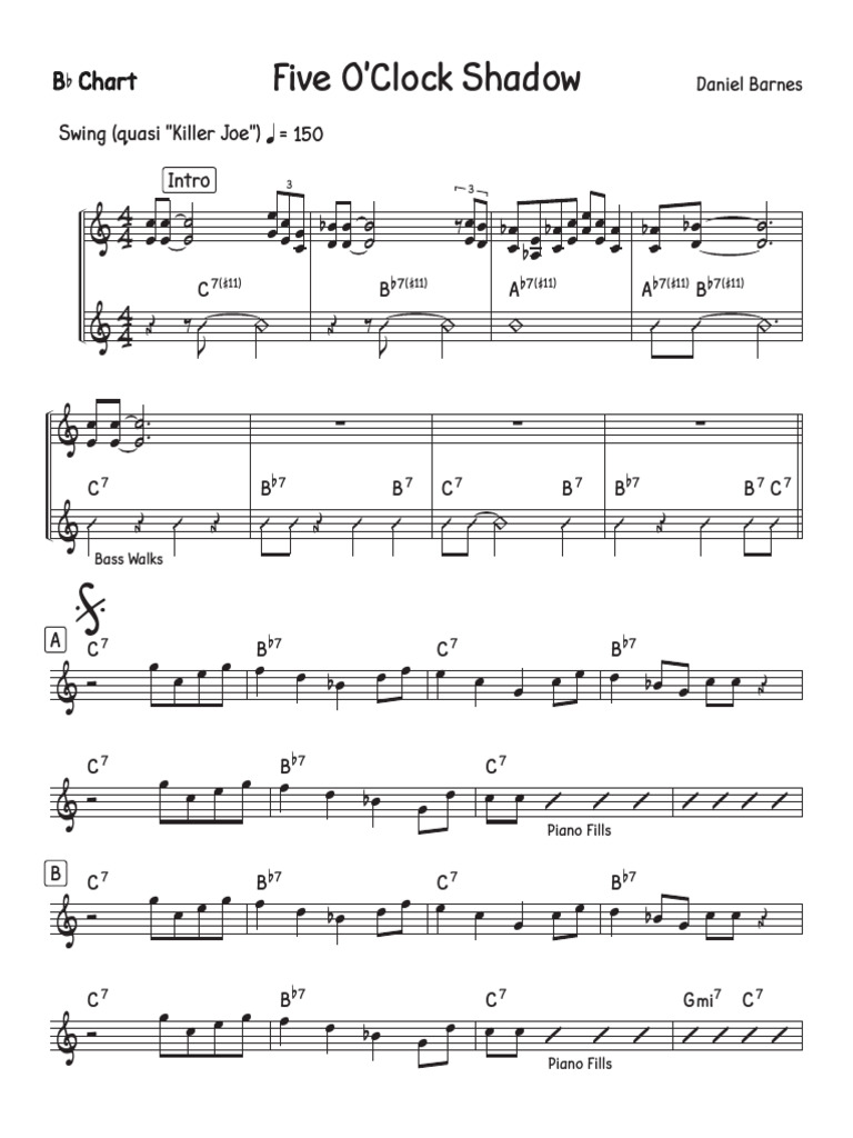 Five O'Clock Shadow (Daniel Barnes) - BB Chart | PDF