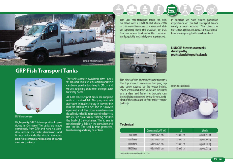Fish Transport Systems GRP Fish Transport Tanks | PDF | Equipment