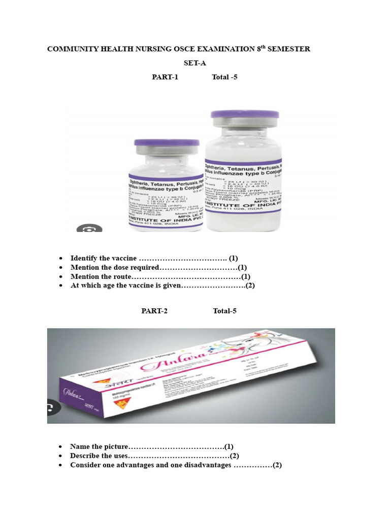 Community Health Nursing Osce Examination 8th Semester | PDF | Health Sciences | Pediatrics