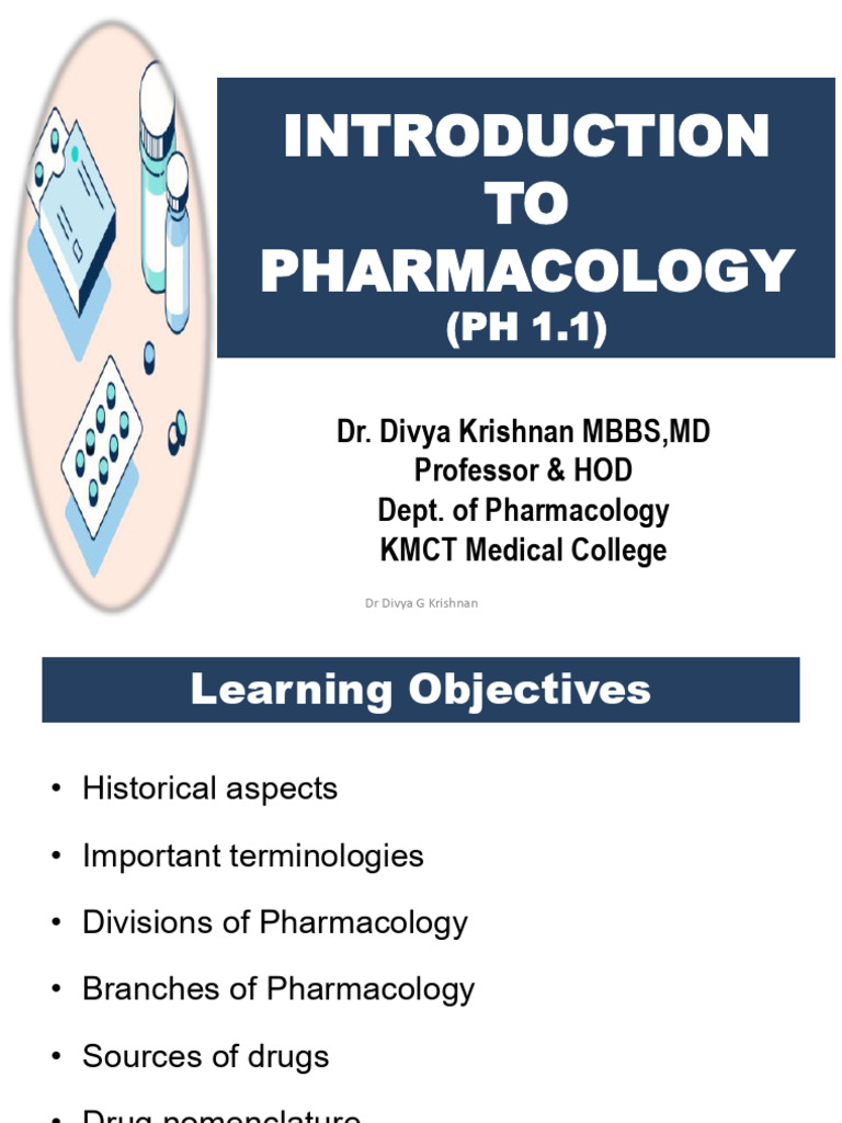 PH 1.1 Introduction To Pharmacology - DR Div | PDF | Pharmacology | Pharmaceutical Sciences