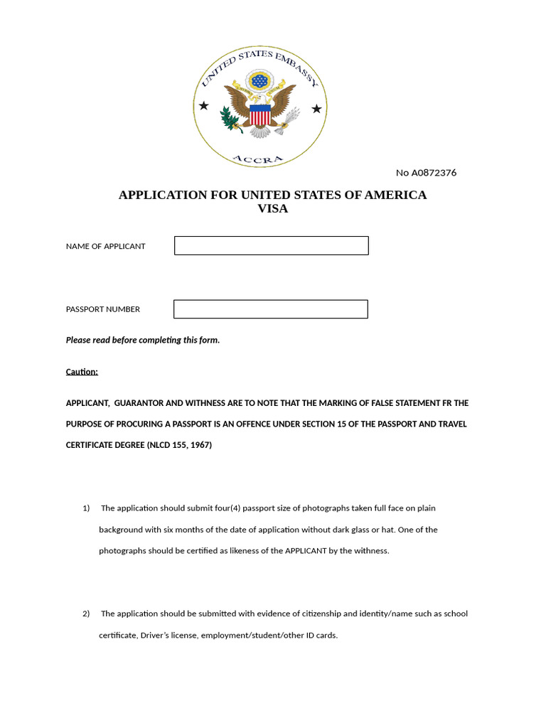 U.S Visa Forms | PDF | Identity Document | Passport