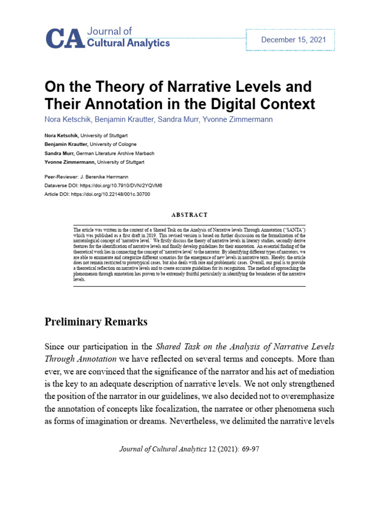 Analyzing Narrative Levels in Literature | PDF | Narrative | Narration