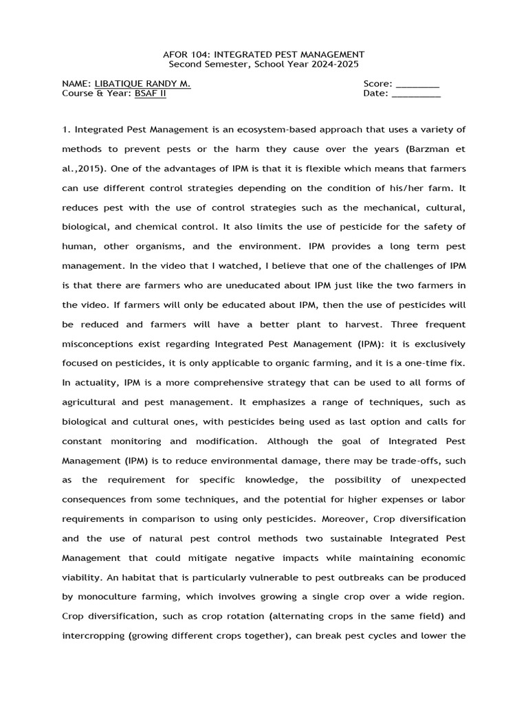 AFOR 104-Libatique Randy | PDF | Pesticide | Agriculture