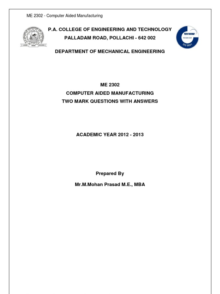 Computer Aided Manufacturing Overview | PDF | Numerical Control | Data ...