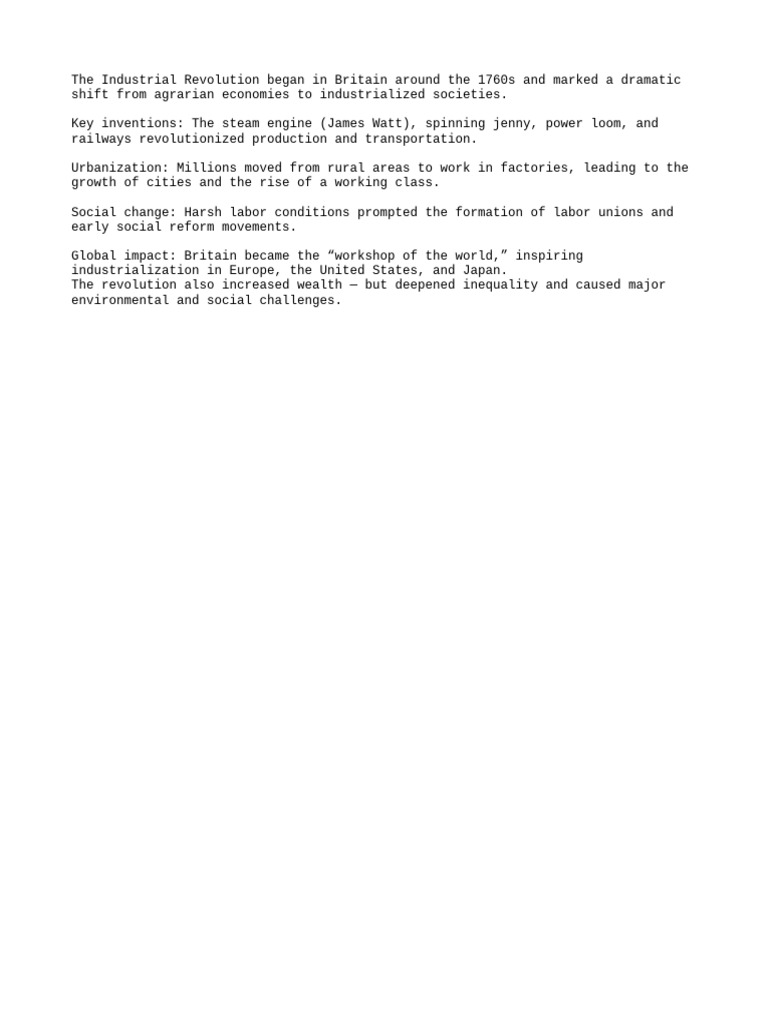 The Industrial Revolution (18th-19t | PDF