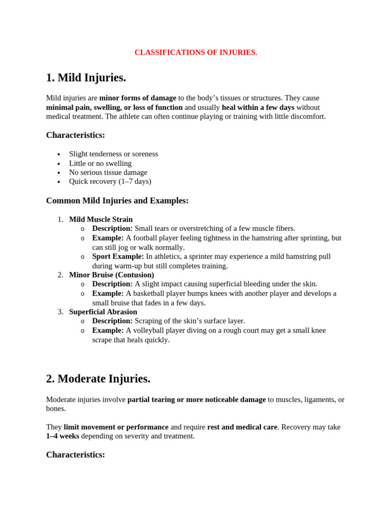 Types of Sports Injuries Explained | PDF | Knee | Musculoskeletal System