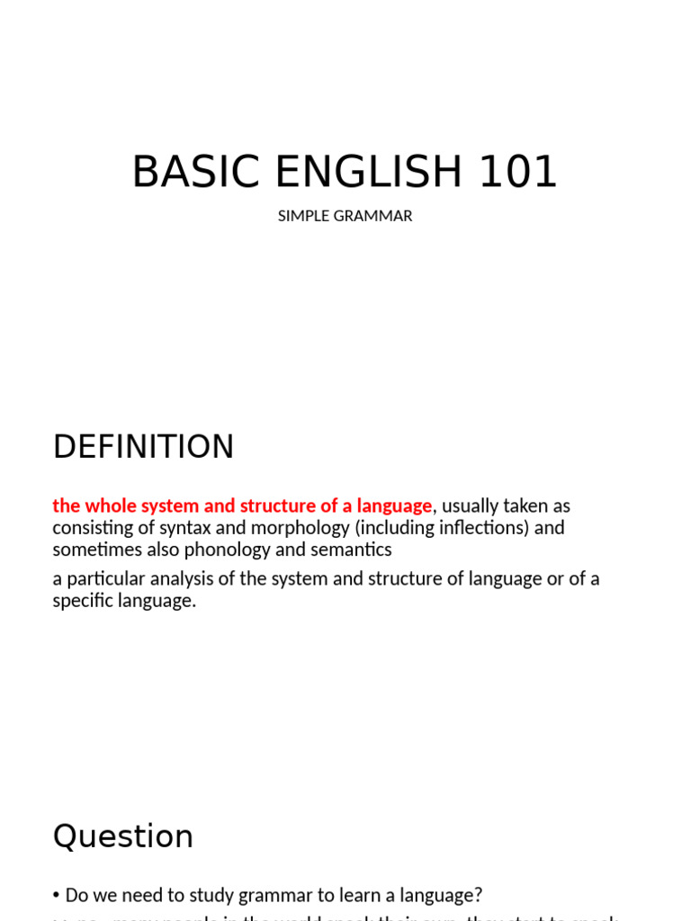 Basic English 101 | PDF | Grammatical Tense | Grammar