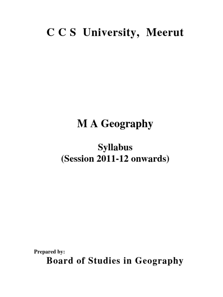 Syllabus MA Geography | PDF | Geography | Geomorphology
