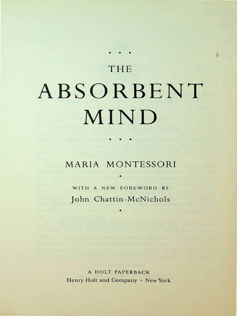 The Absorbent Mind by Maria Montessori | PDF
