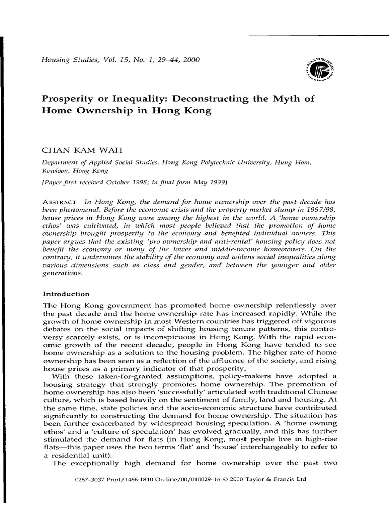 Q8 Chan (2000) Prosperity or Inequality | PDF