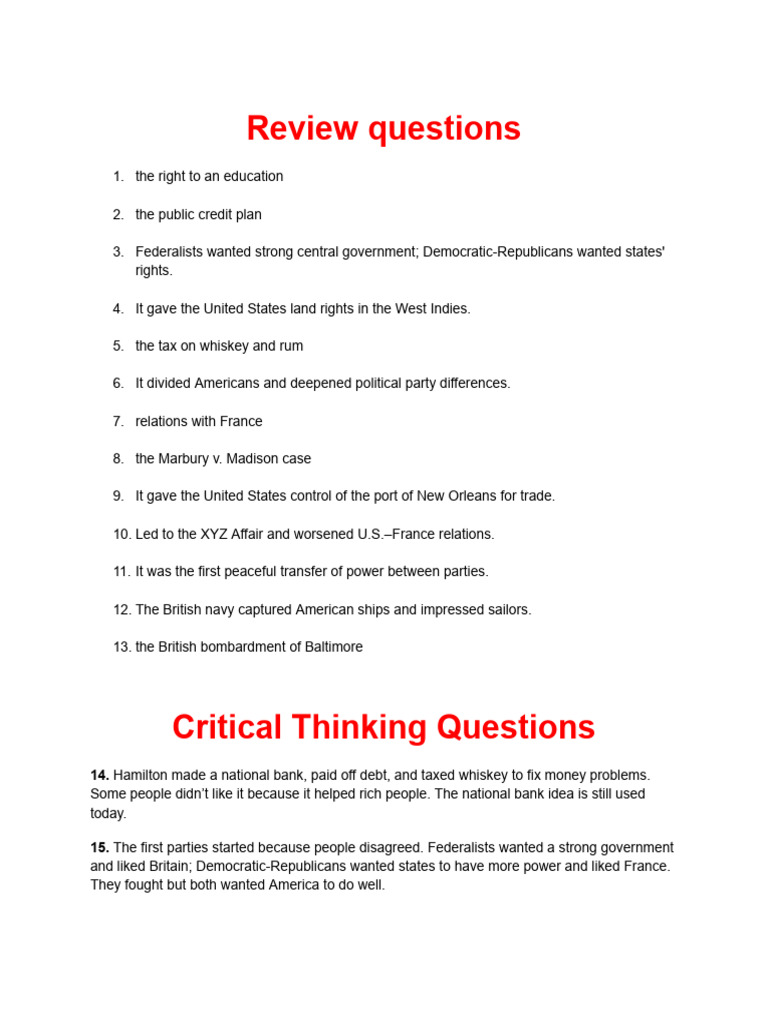 4 Review Questions and Critical Thinking Questions | PDF