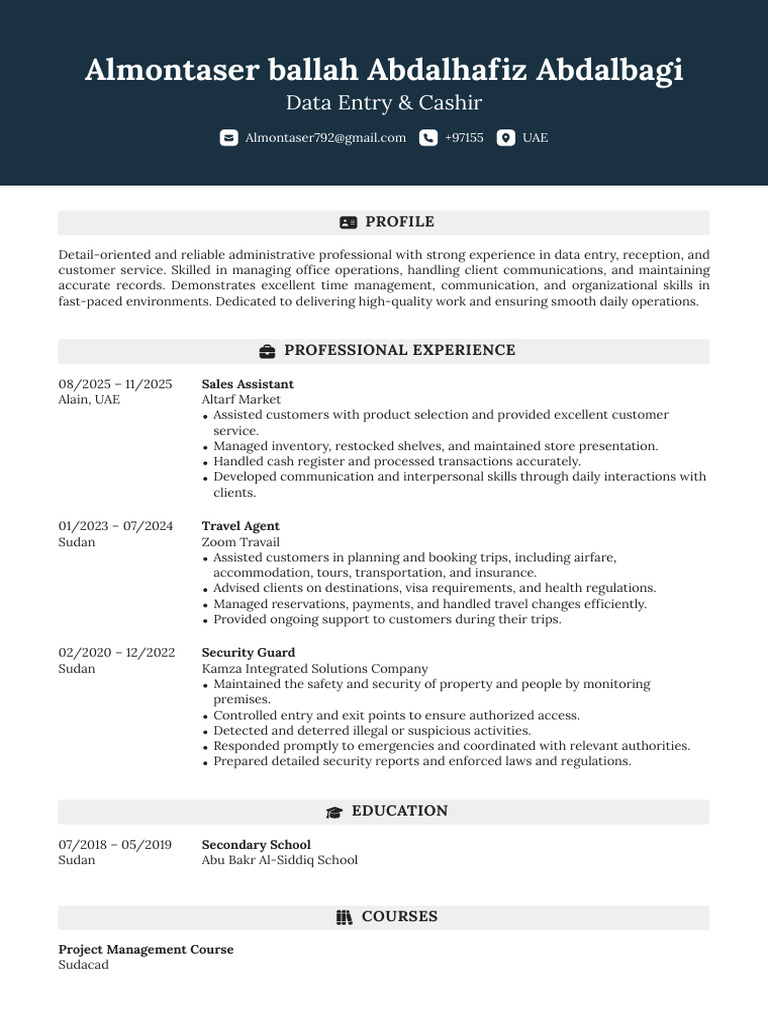 Almontaser Ballah Abdalhafiz Abdalbagi FlowCV Resume 20251105 | PDF ...