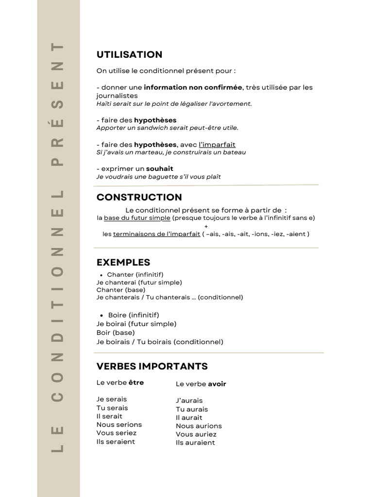 Utilisation et formation du conditionnel présent | PDF