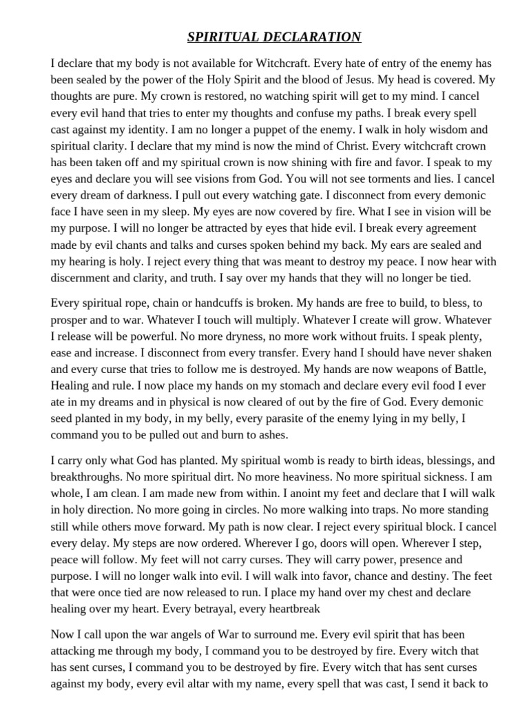 Spiritual Declaration | PDF | Religious Belief And Doctrine