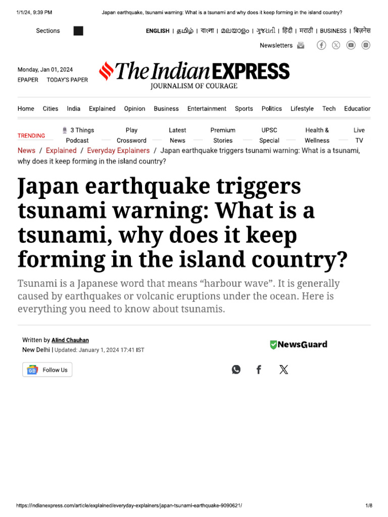Japan Earthquake Triggers Tsunami Warning 687abb2495 | PDF