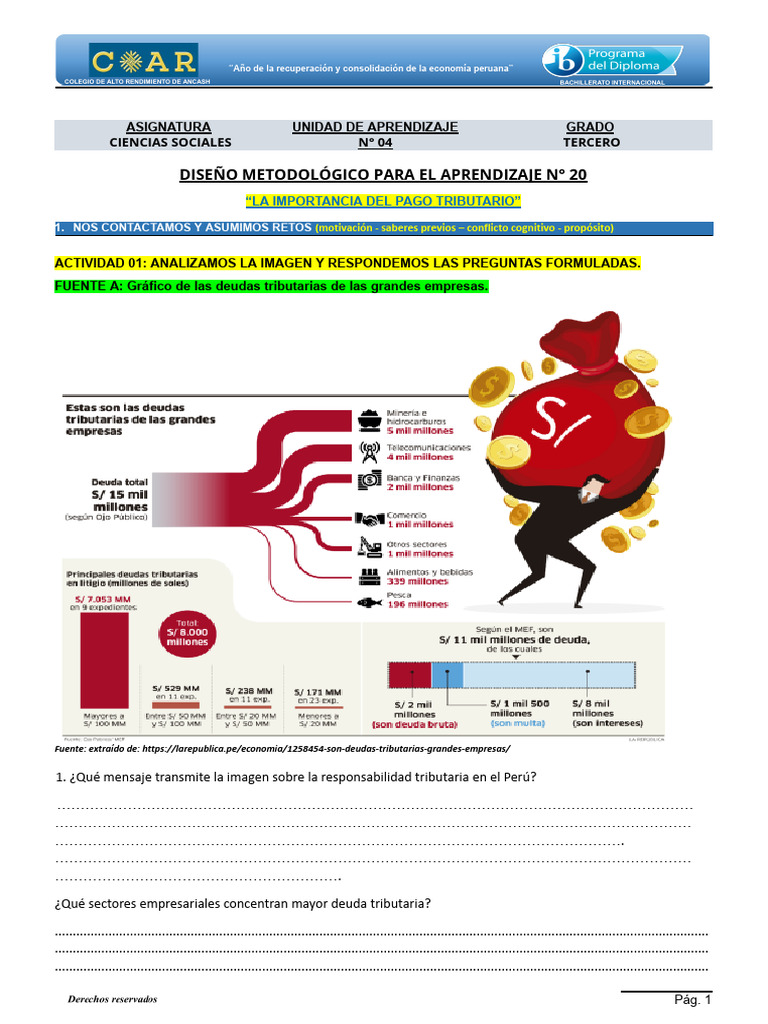 Dmpa 20 Unidad IV 3ro Cc.ss Coar Ancash 2025 | PDF | Impuestos | Economias