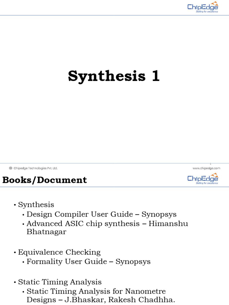 ASIC Design Flow, Synthesis, Timing Concepts | PDF | Logic Synthesis | Hardware Description Language