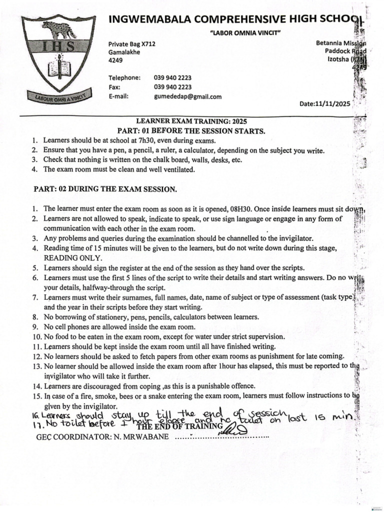 GEC Rules For Grade 9 | PDF