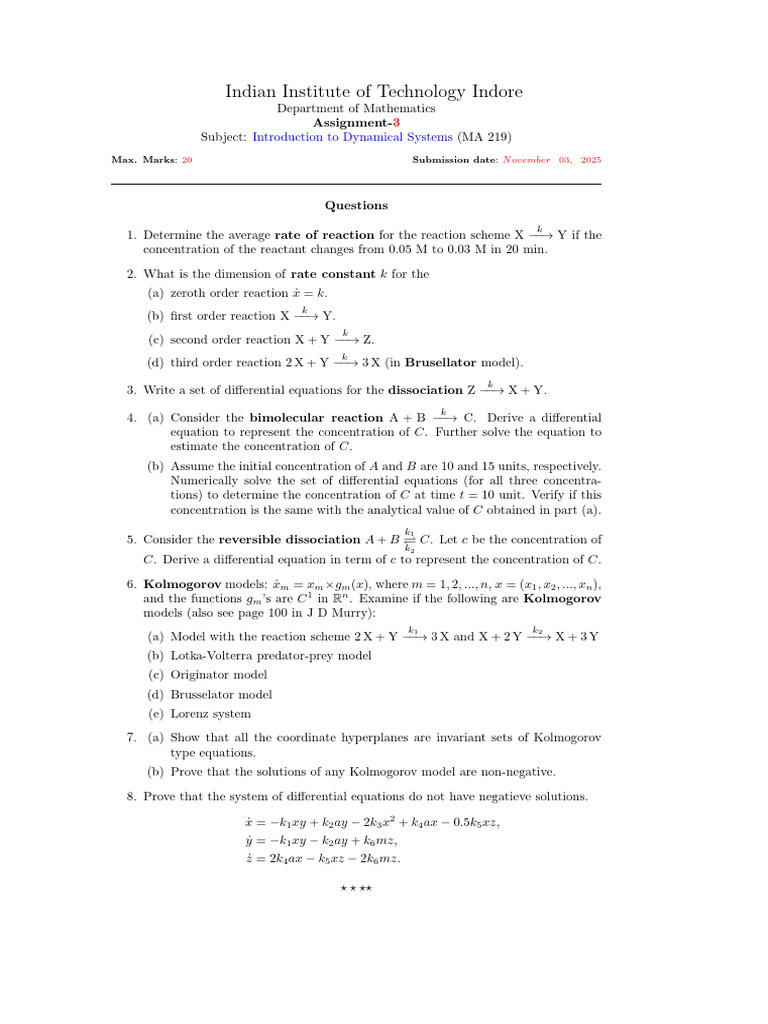 Assignment 3 MA 219 | PDF | Equations | Applied And Interdisciplinary Physics