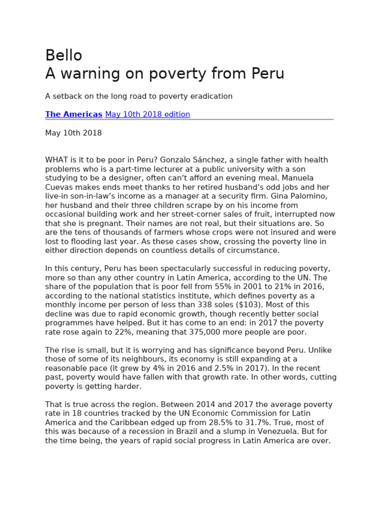 A Warning On Povery From Peru | PDF | Poverty | Poverty & Homelessness