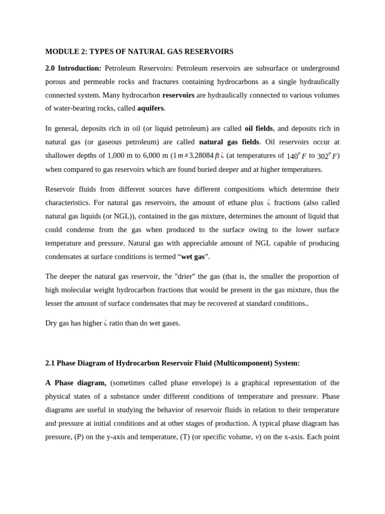 Types of Natural Gas Reservoirs Explained | PDF | Phase (Matter ...