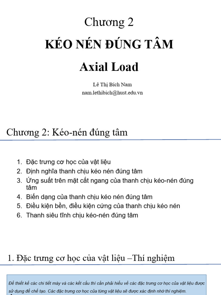 SỨC BỀN VẬT LIỆU 1 - Chương 3 Kéo Nén Ver 3 | PDF