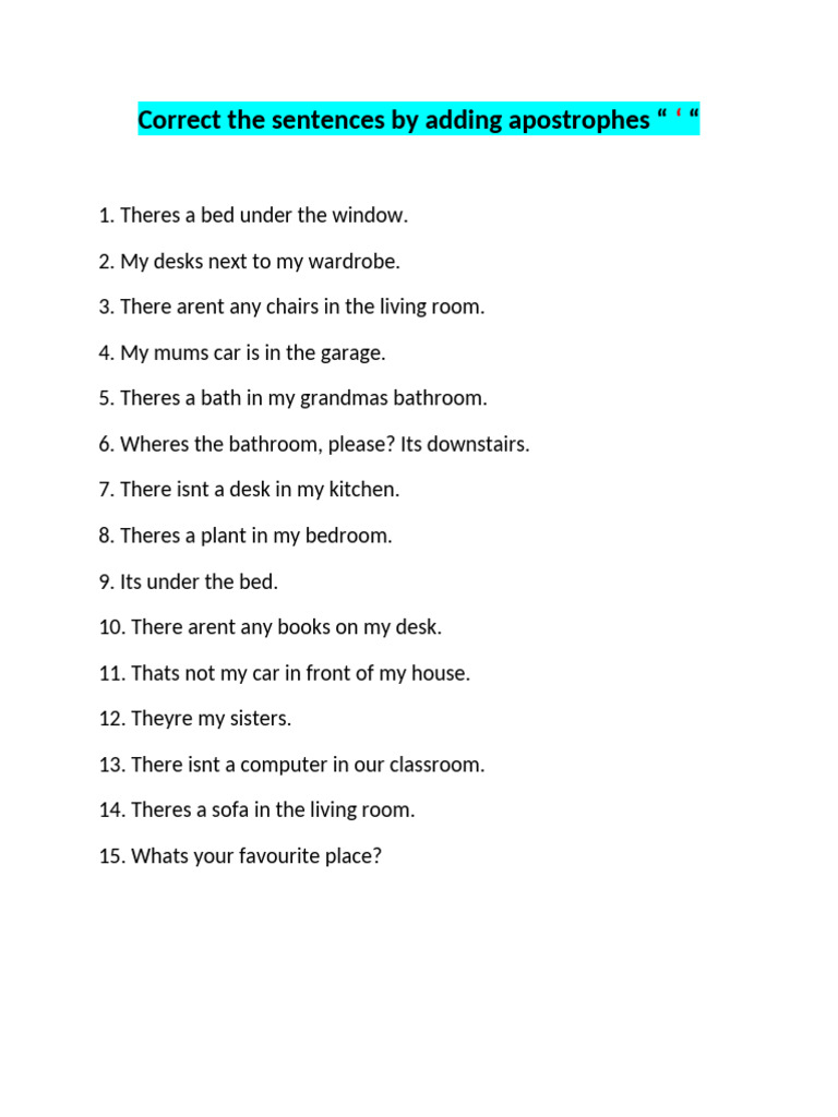 Correct The Sentences by Adding Apostrophes | PDF