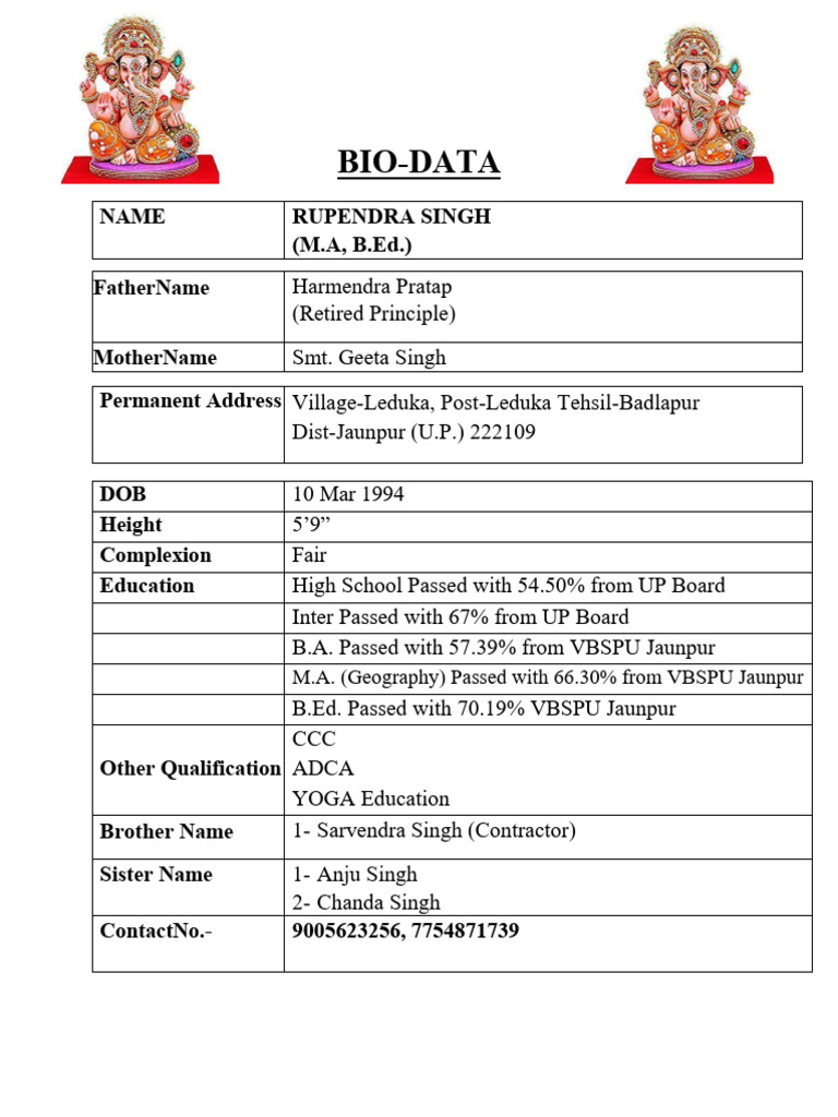 Rishu Singh Bio-data | PDF