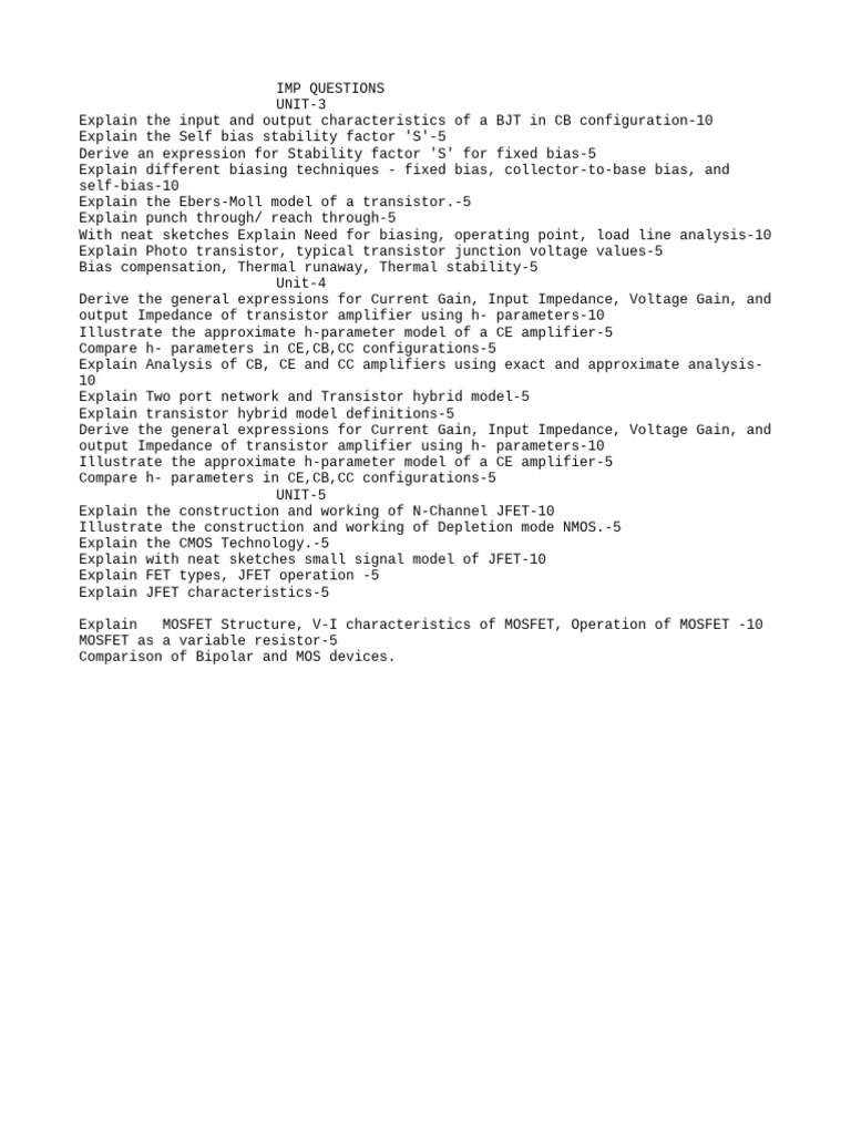 BJT and FET Characteristics and Biasing Techniques | PDF