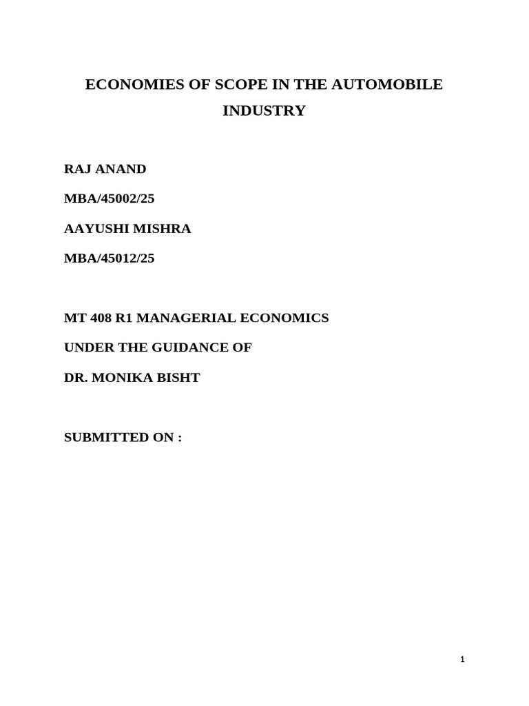 Economy of Scope FIN | PDF | Scope (Computer Science) | Automotive Industry