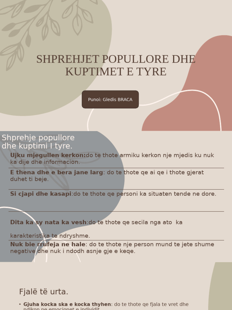 Shprehje Popullore Dhe Fjale Te Urta | PDF