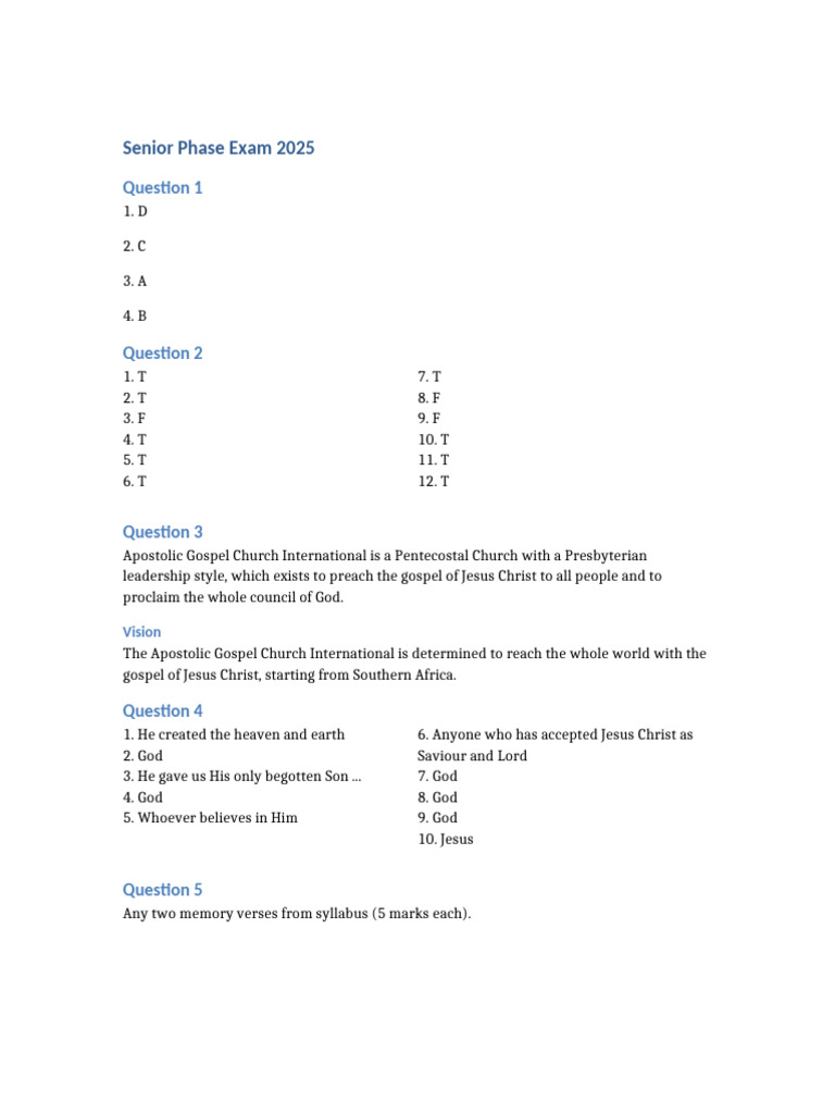 Senior Phase Exam 2025 Overview | PDF