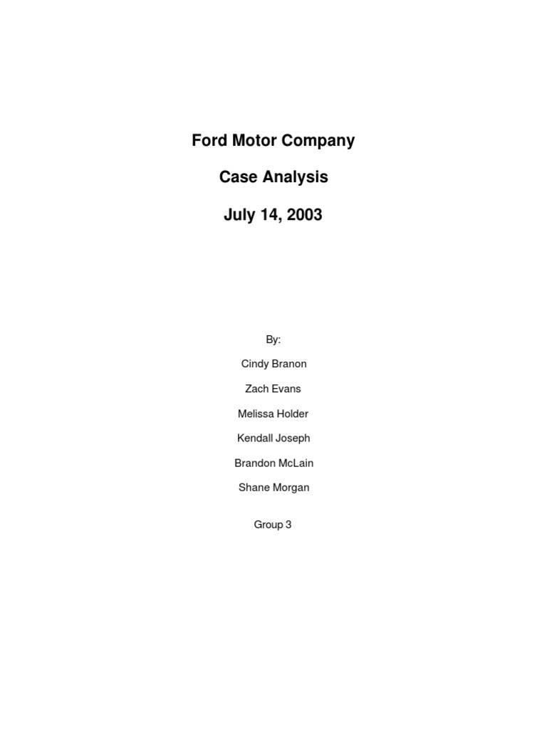 Ford Case Analysis | PDF | Strategic Management | Ford Motor Company