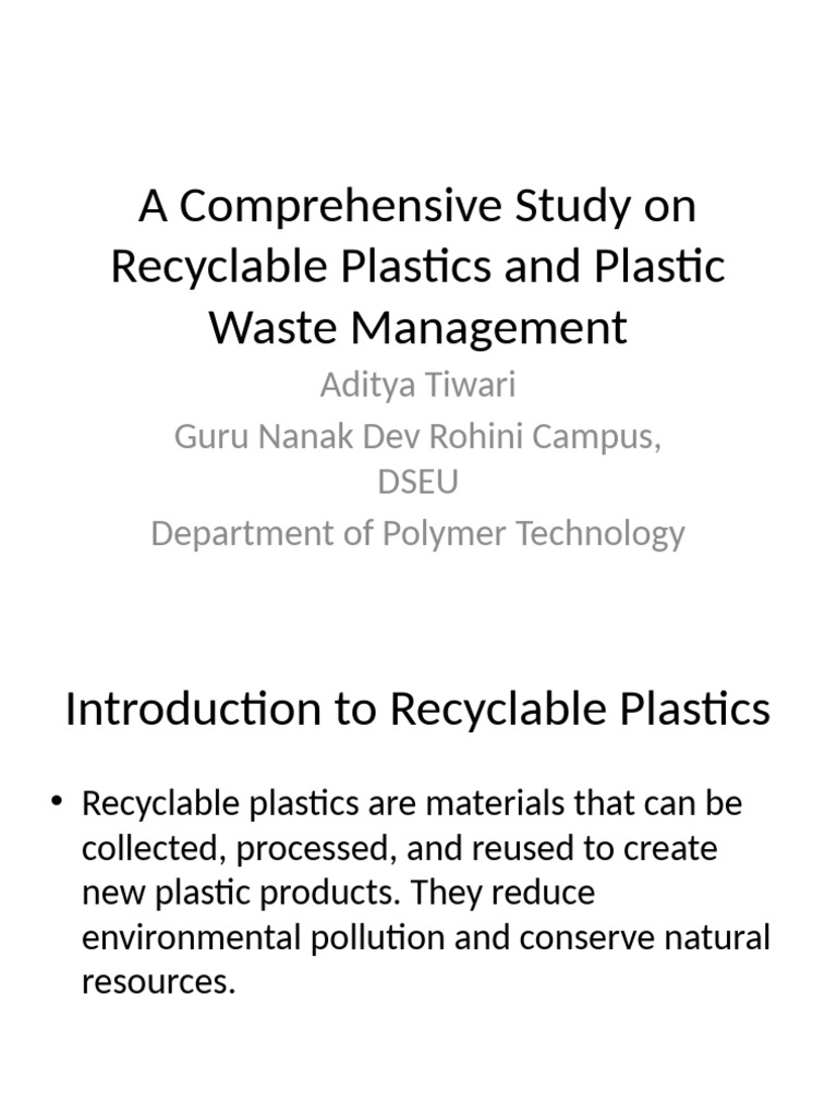 Recyclable Plastics & Waste Management Guide | PDF | Recycling | Waste ...