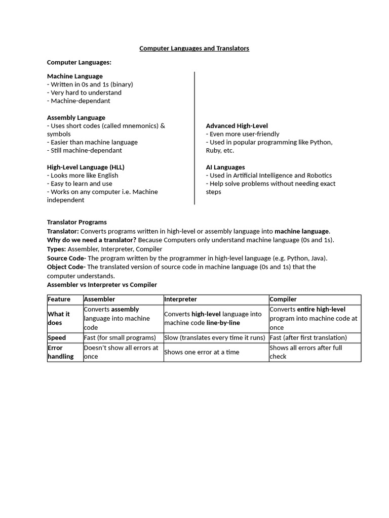 Computer Languages and Translators | PDF