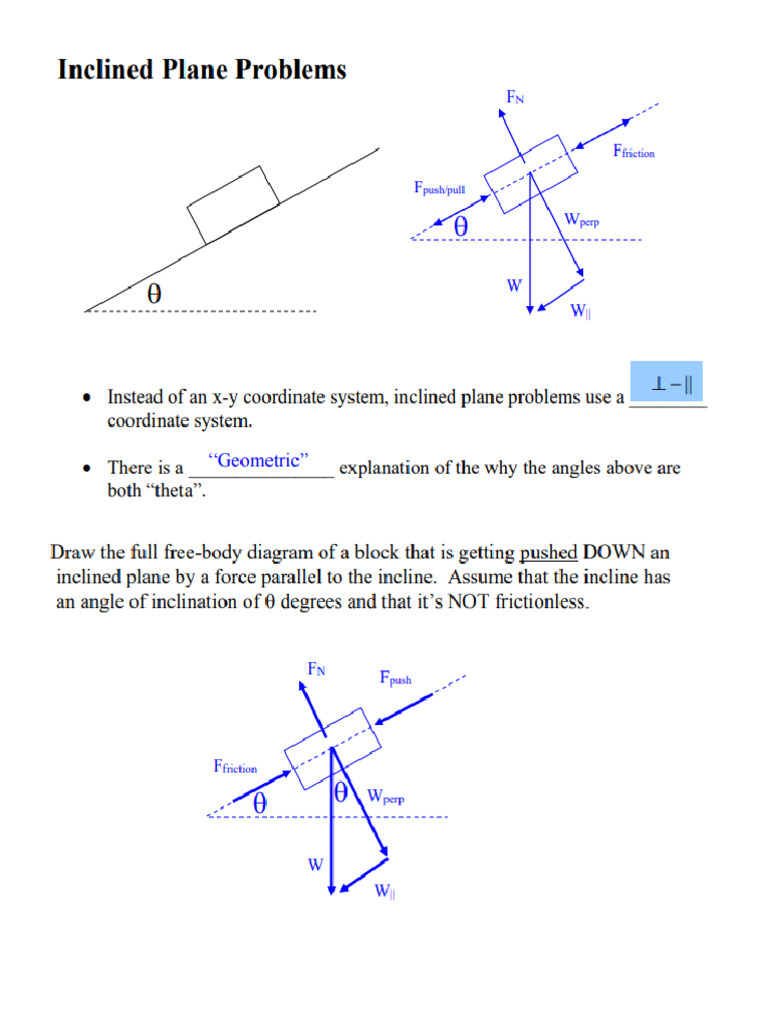 Inclined Plane Physics Problems | PDF | Friction | Force