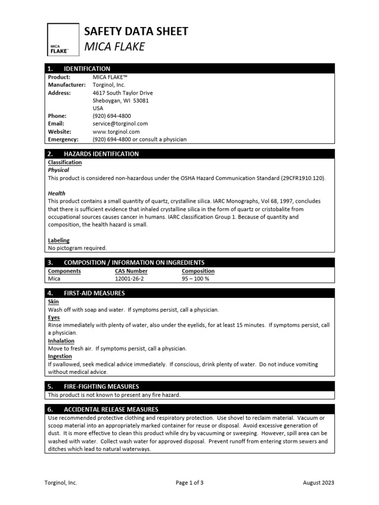 Mica Flakesds | PDF | Water | Toxicity