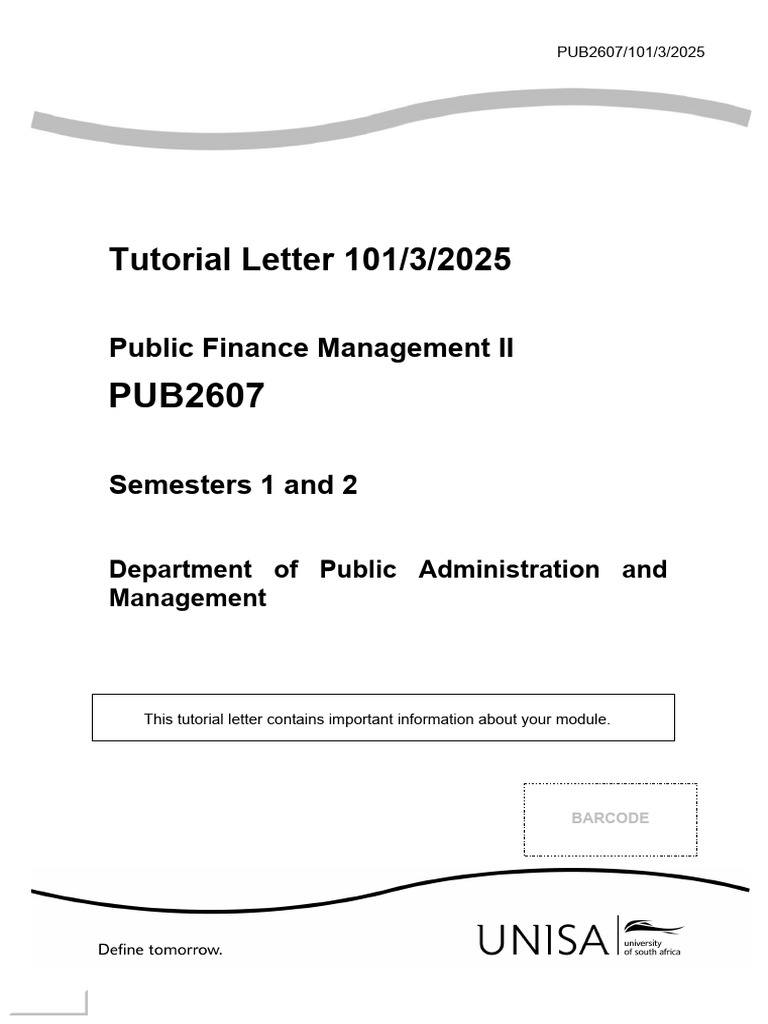 Tutorial Letter 101/3/2025: Public Finance Management II | PDF ...