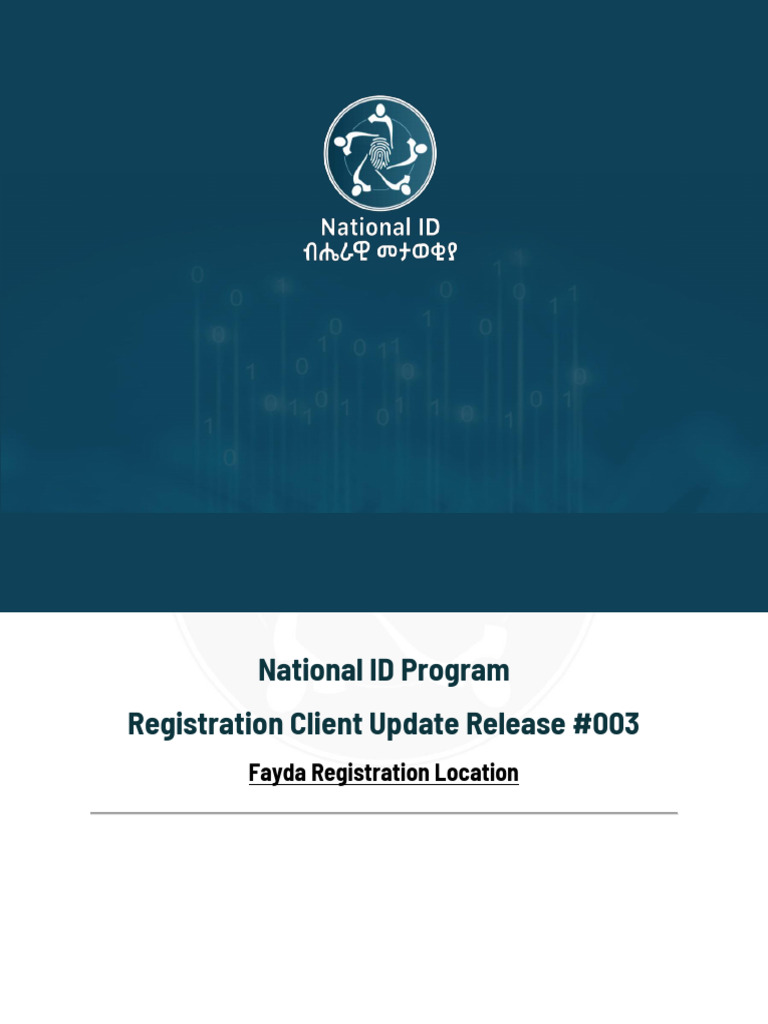 Fayda Registration Location Release | PDF | Computer Science | Computer ...