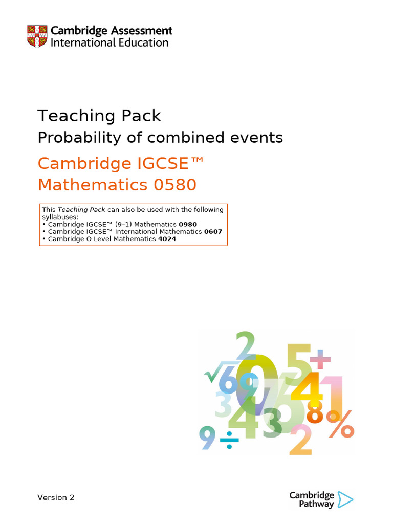 Probability Teaching Pack for IGCSE | PDF | Probability | Lesson Plan