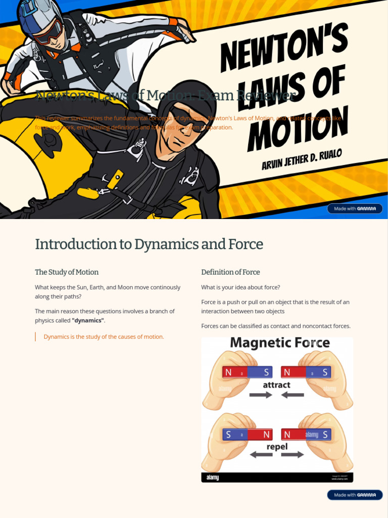 Newton's Laws of Motion Exam Guide | PDF | Force | Newton's Laws Of Motion
