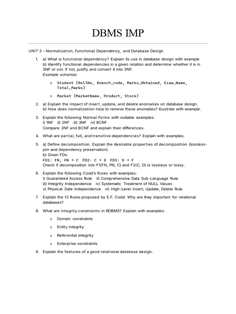 DBMS Imp | PDF | No Sql | Databases
