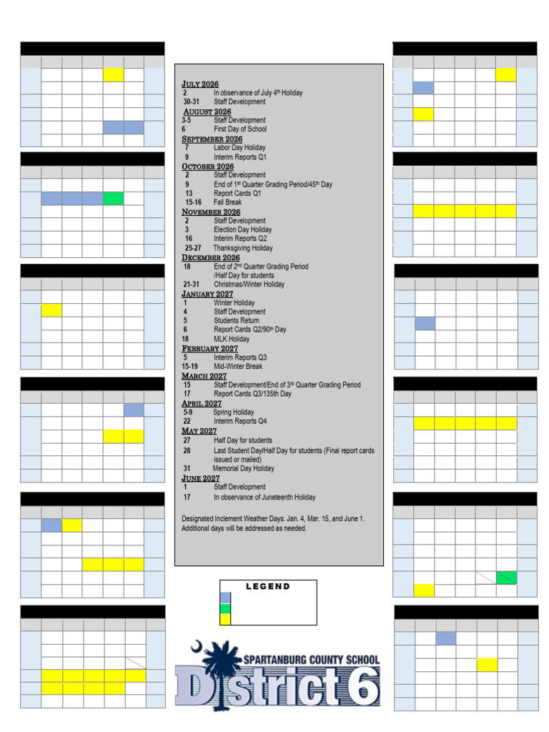 District 6 Year-Round Calendar 25-26 | PDF | Academic Term | Observances
