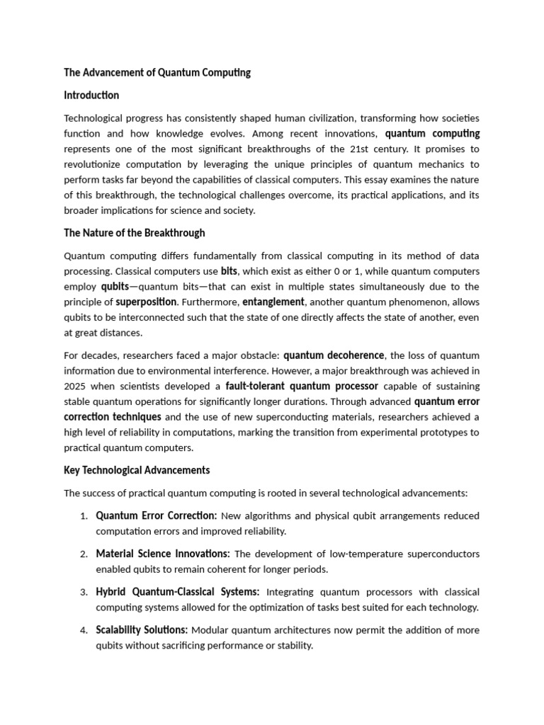 The Advancement of Quantum Computing | PDF | Quantum Computing | Computing