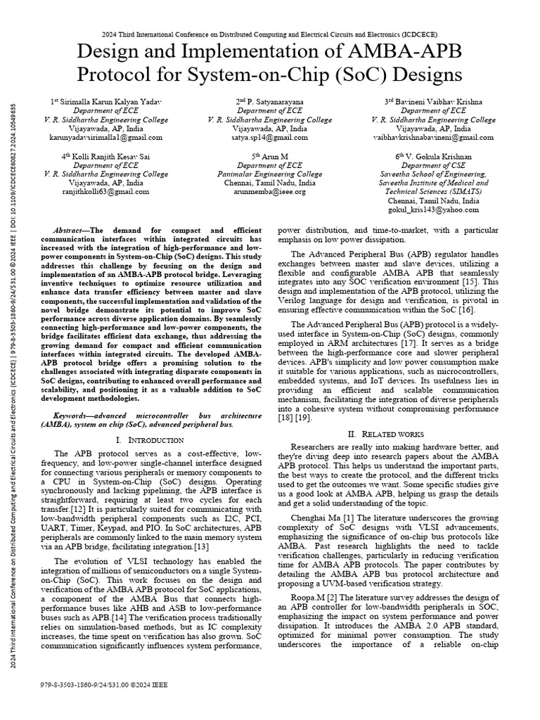 AMBA-APB Protocol for SoC Designs | PDF | System On A Chip | Hardware ...
