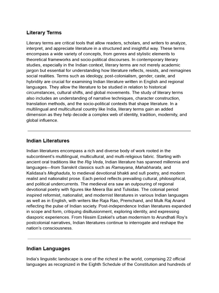 Literary Terms | PDF | Postcolonialism | Translations