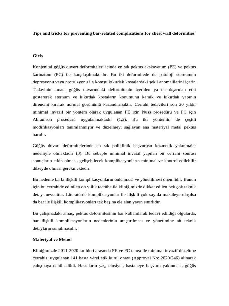 Pectus Deformities Kopyası | PDF