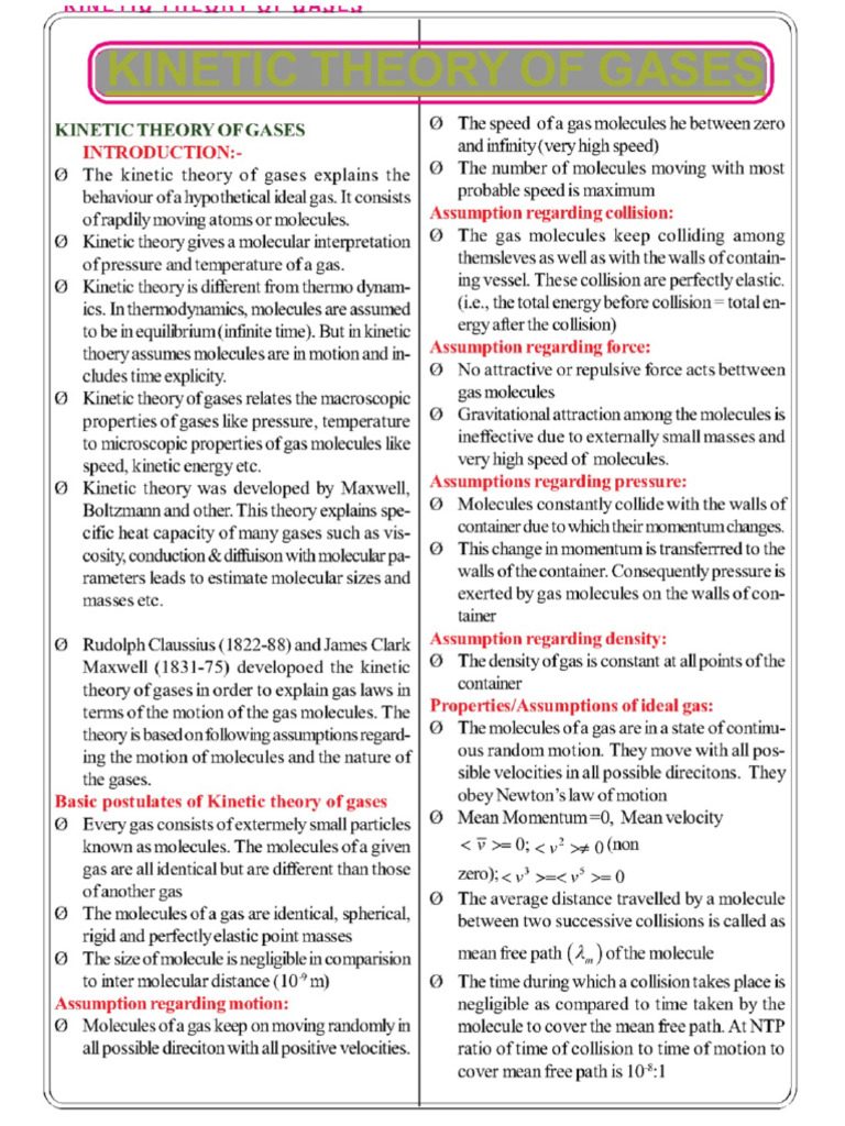 Kinetic Theory of Gases | PDF