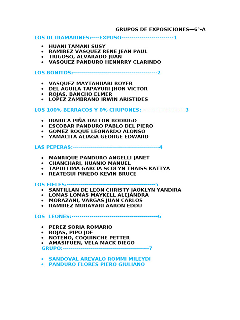 Grupos de Exposiciones 6 A | PDF